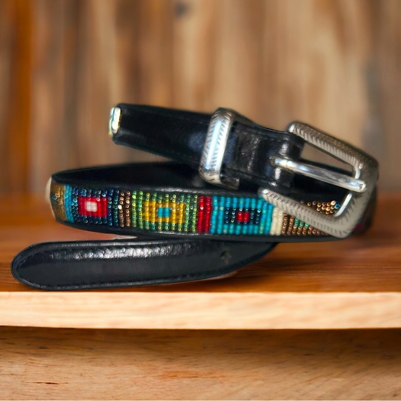Brighton | Accessories | Vintage Brighton Beaded Leather Belt Womens ...